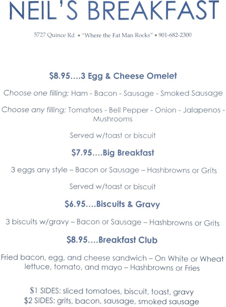 Menus - Neil's Music Room